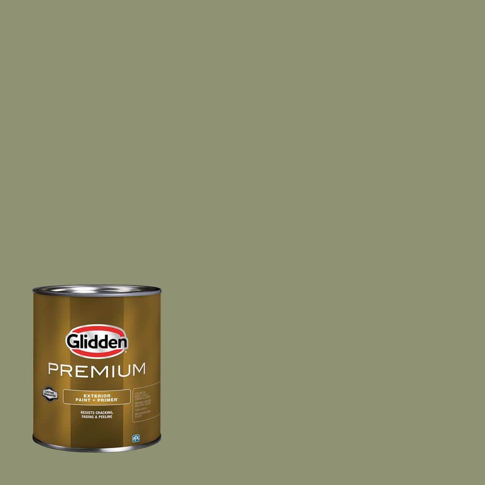 Glidden Premium 1 qt. PPG1125-5 Hemlock Satin Exterior Latex Paint ...