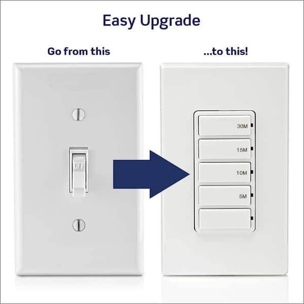 Leviton Decora 15 Amp 30-Minute Indoor In-Wall Timer Switch, 1/2 HP/9 ...