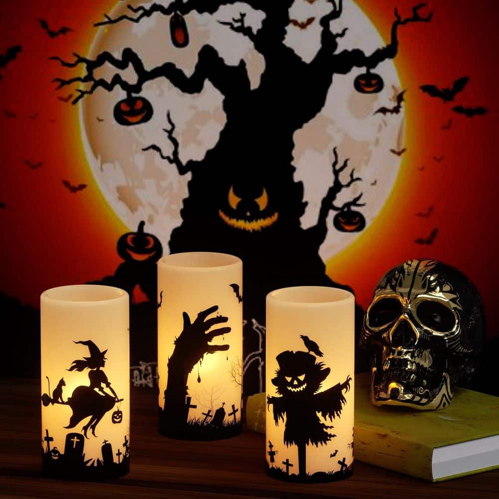 ‎Ivory 3-Pack Halloween Flickering LED Candles: Battery-Operated ...