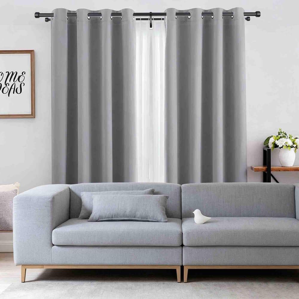 ZESTLIBI 36 in. - 72 in. Adjustable 1 in. Double Curtain Rod in Matte ...
