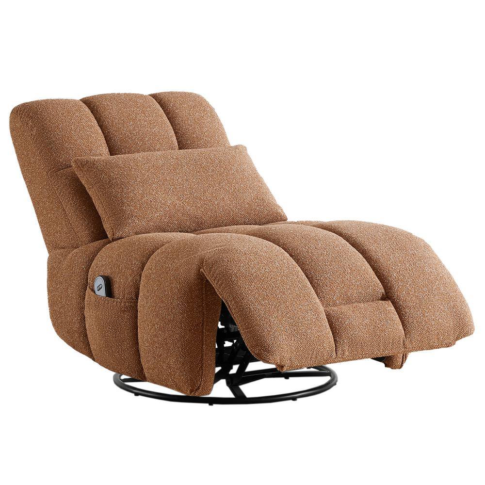 SPRUCE & SPRING Ignatius Brown Fabric Swivel Rocker Power Recliner ...