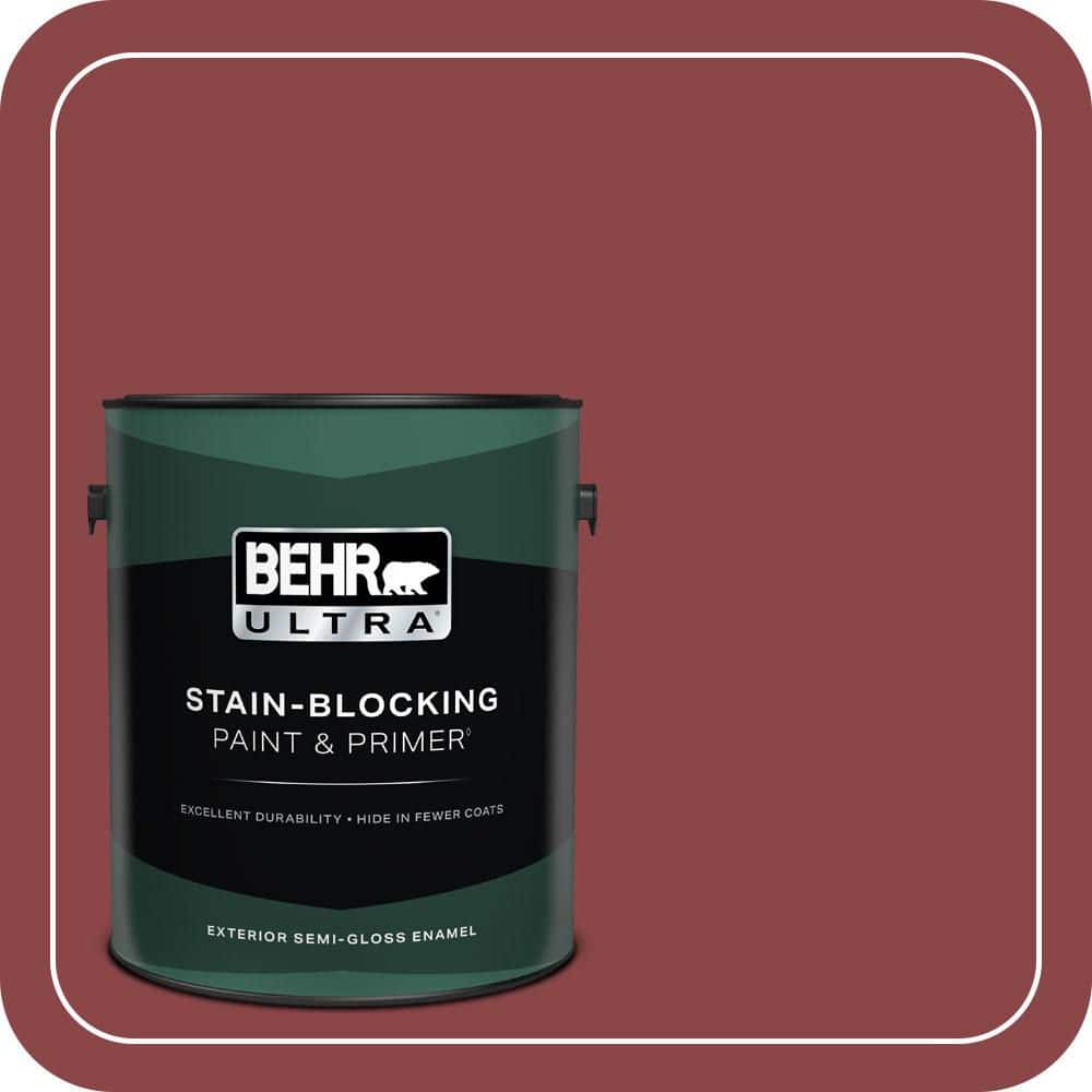 BEHR ULTRA 1 gal. #PPU1-10 Forbidden Red Semi-Gloss Enamel Exterior ...
