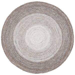 SAFAVIEH Braided Brown/Beige 9 ft. x 9 ft. Round Solid Area Rug BRD802T ...