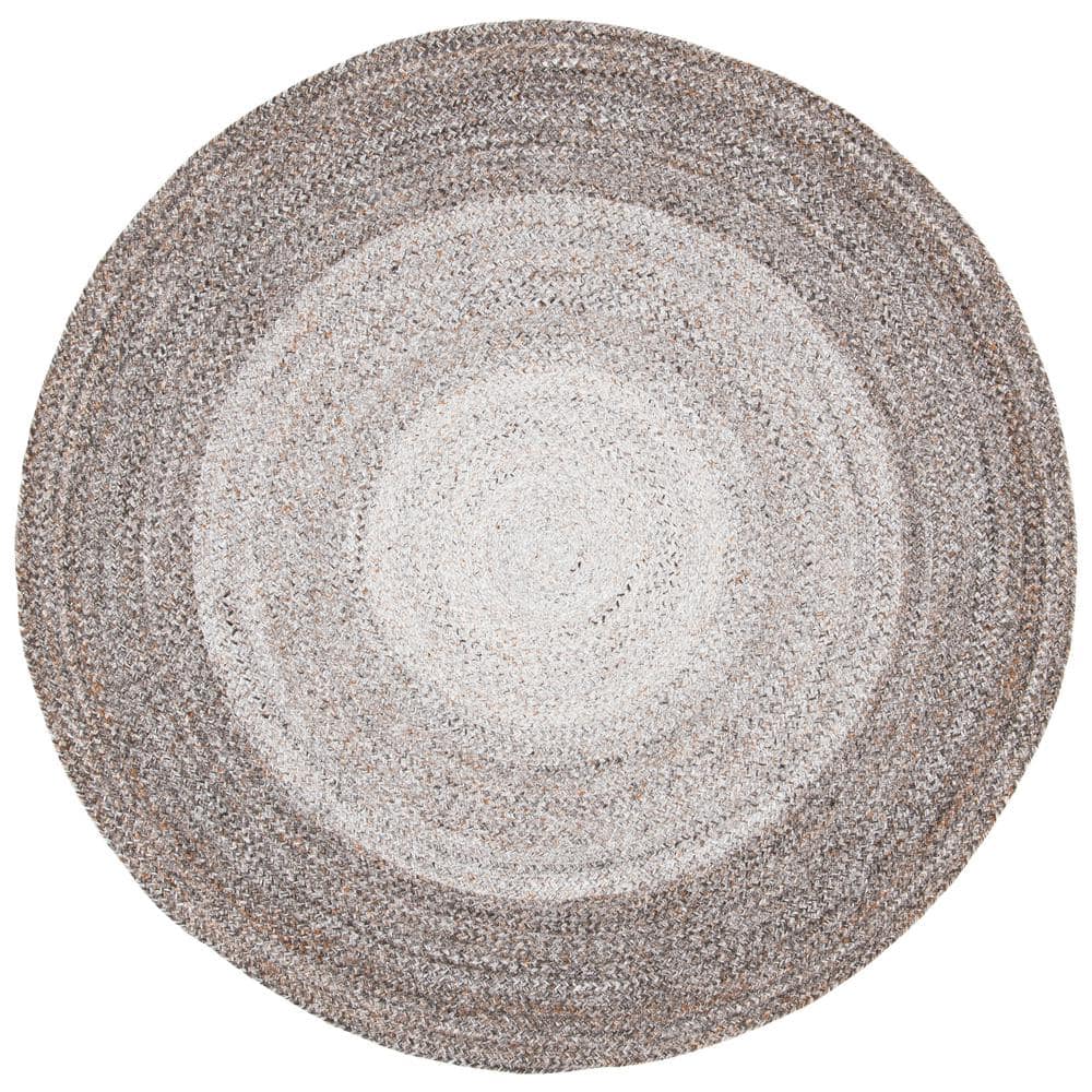 SAFAVIEH Braided Brown/Beige 8 ft. x 8 ft. Round Solid Area Rug BRD802T ...