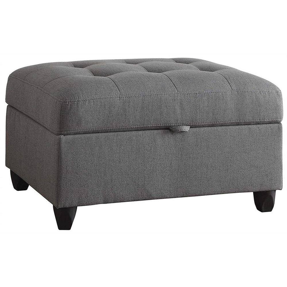 Coaster Grey Stonenesse Storage Ottoman with Button Tufting 500414 ...