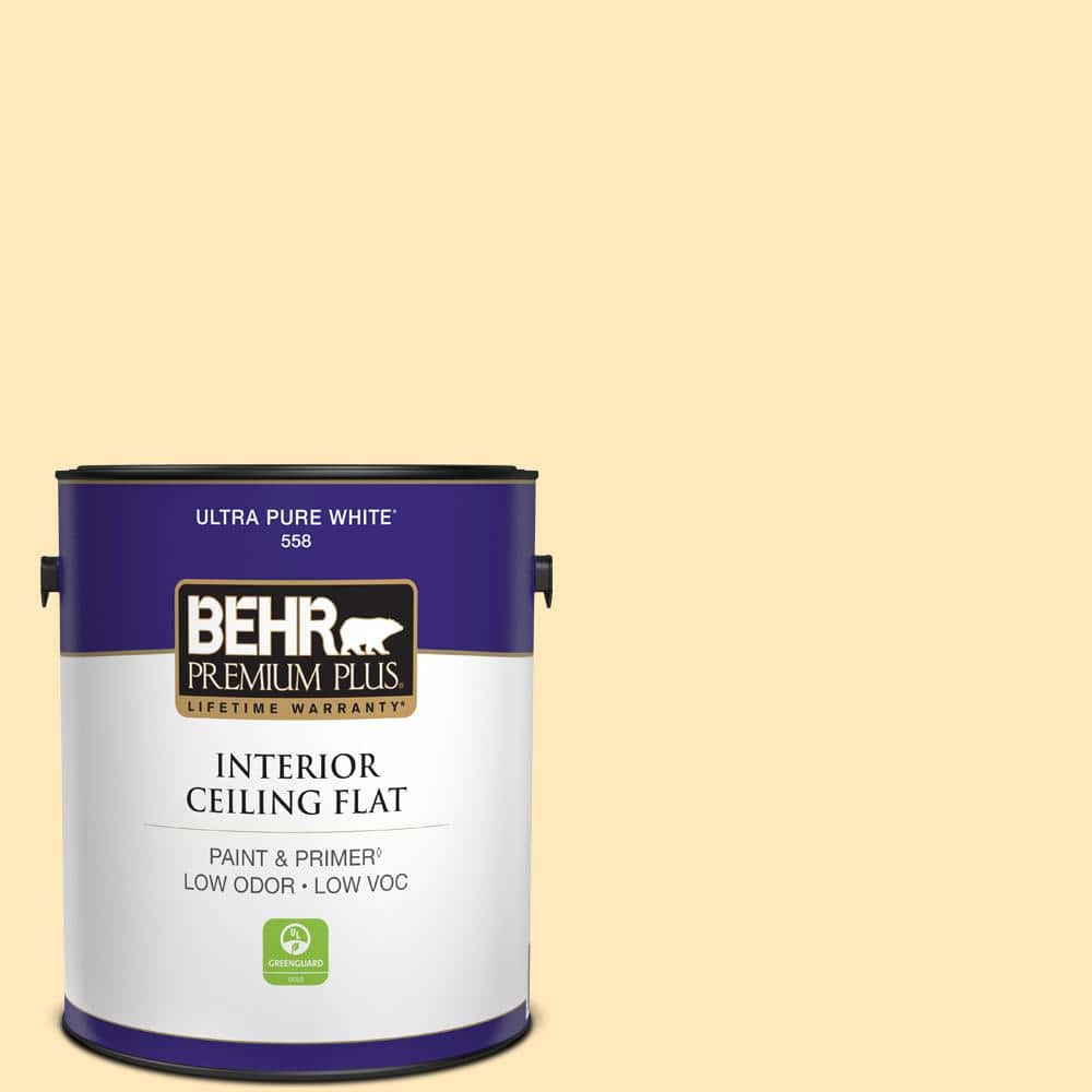 BEHR PREMIUM PLUS 1 gal. #310A-2 Gold Buttercup Ceiling Flat Interior ...
