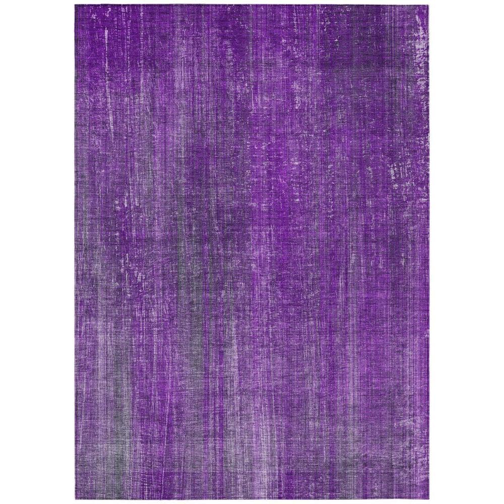 HomeRoots Purple 3 ft. x 5 ft. Woven Striped Rectangle Indoor/Outdoor ...