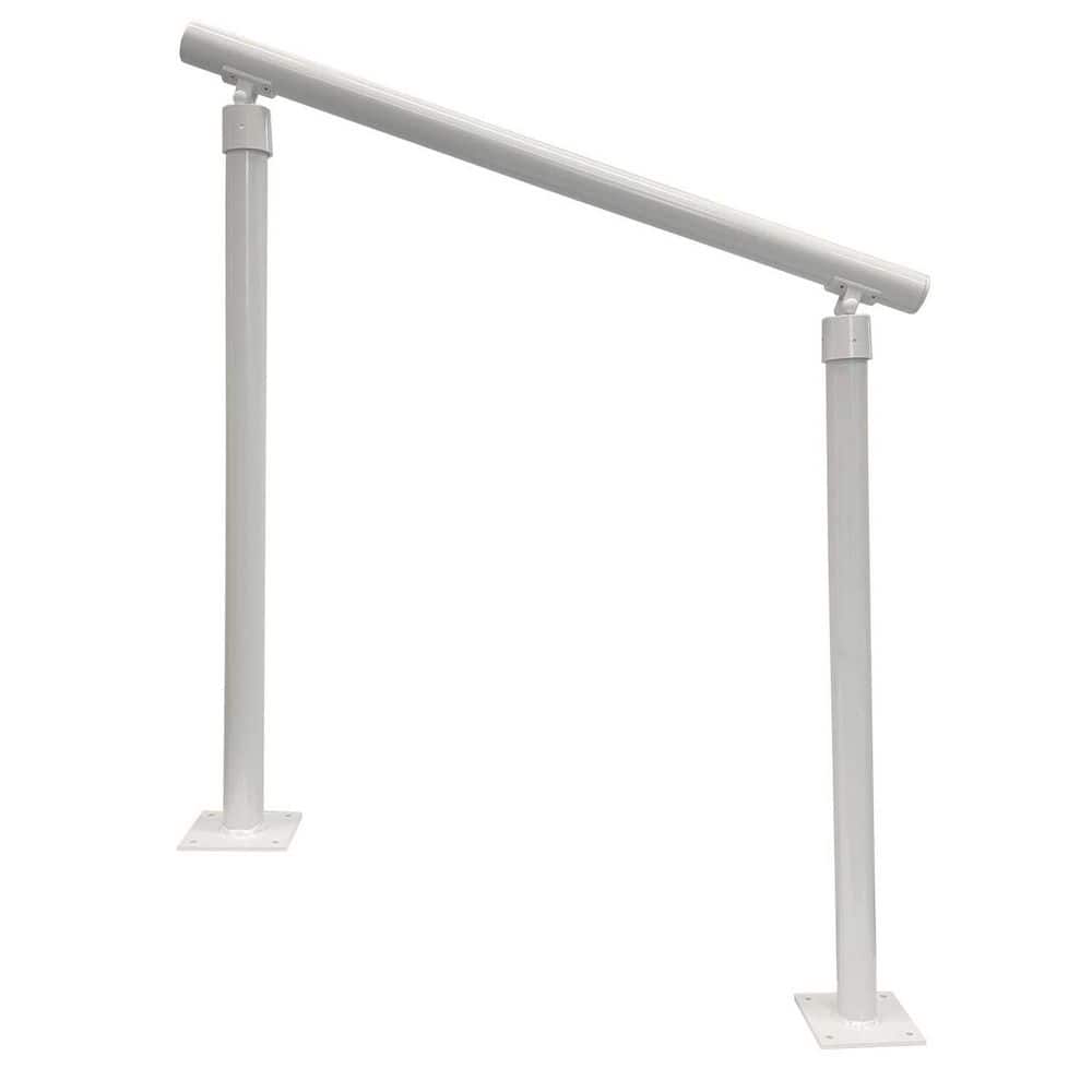 EZ Handrail 1.9 in. x 6 ft. White Aluminum Handrail with Posts ...