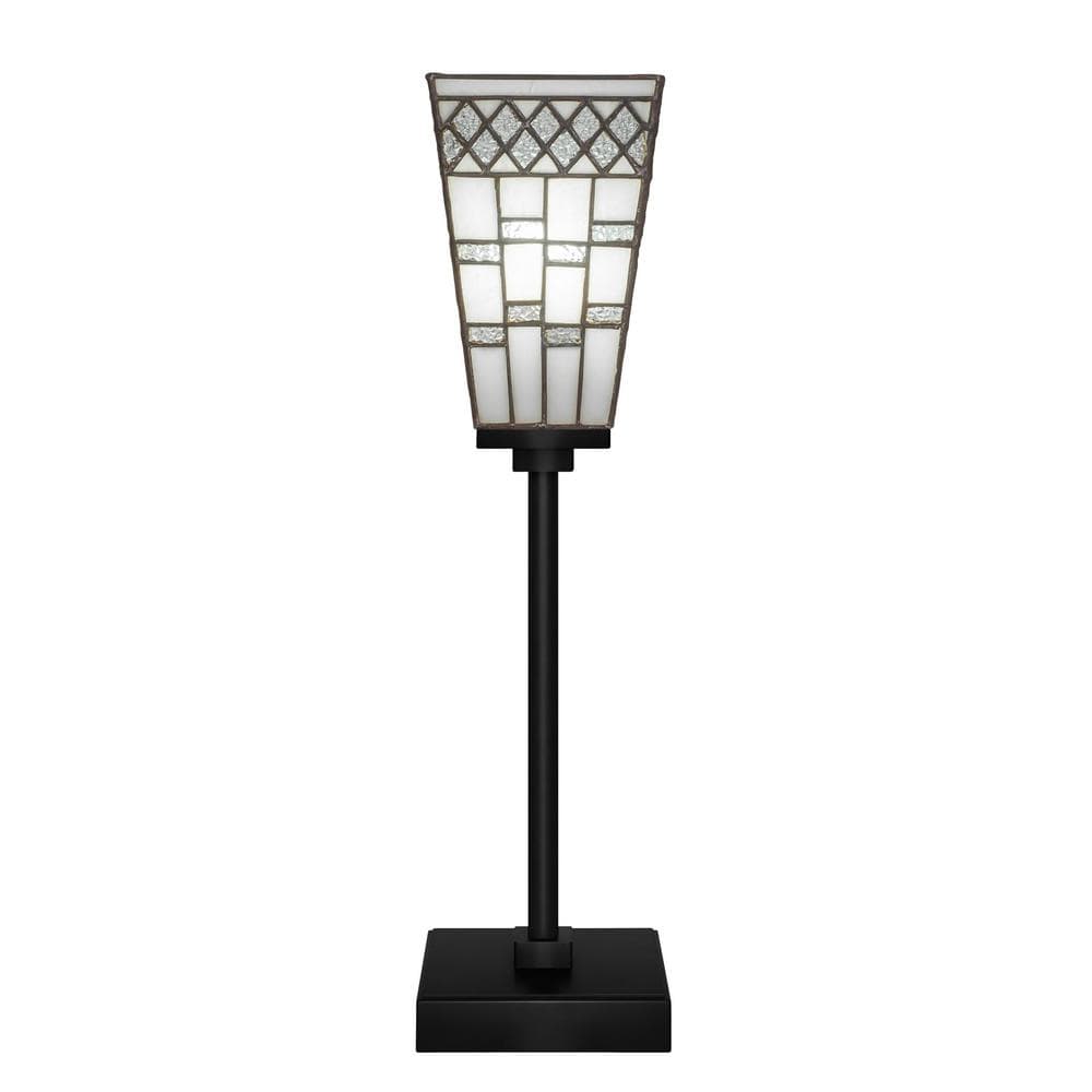 Quincy 18 in. Matte Black Accent Lamp with Glass Shade 5R4MB9104 - The ...