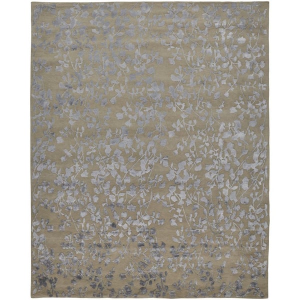 HomeRoots 8 ft. x 10 ft. Tan and Gray Floral Area Rug 2000512552 - The ...
