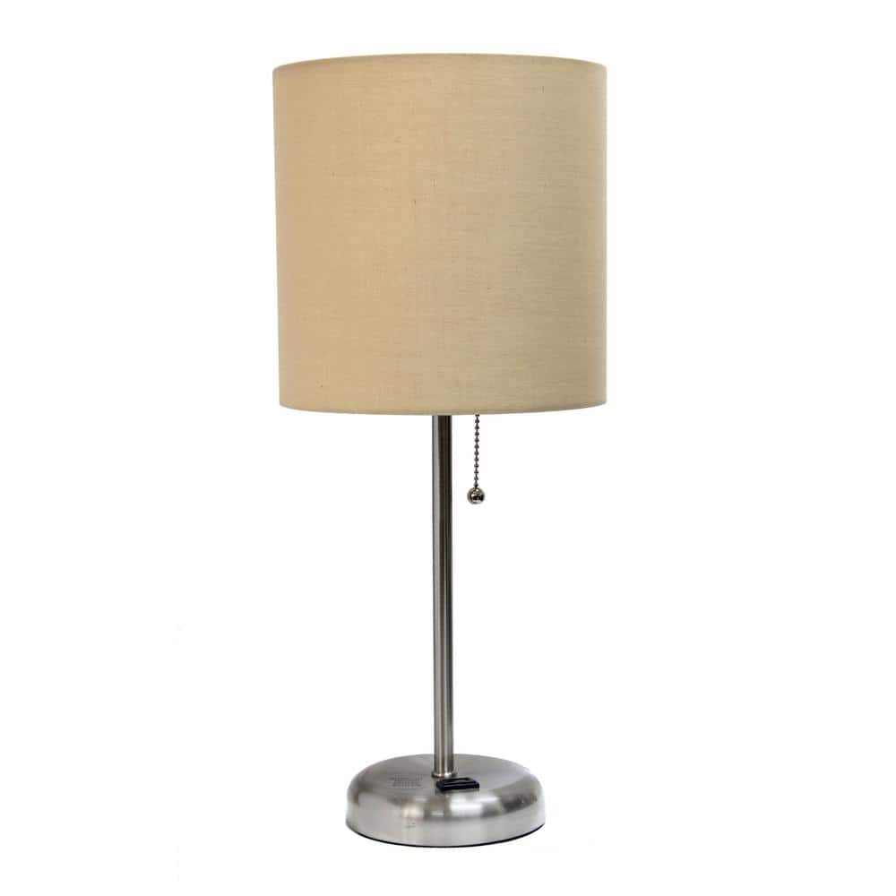 Creekwood Home 19.5 in.Brushed Steel/Tan Contemporary Bedside Power ...
