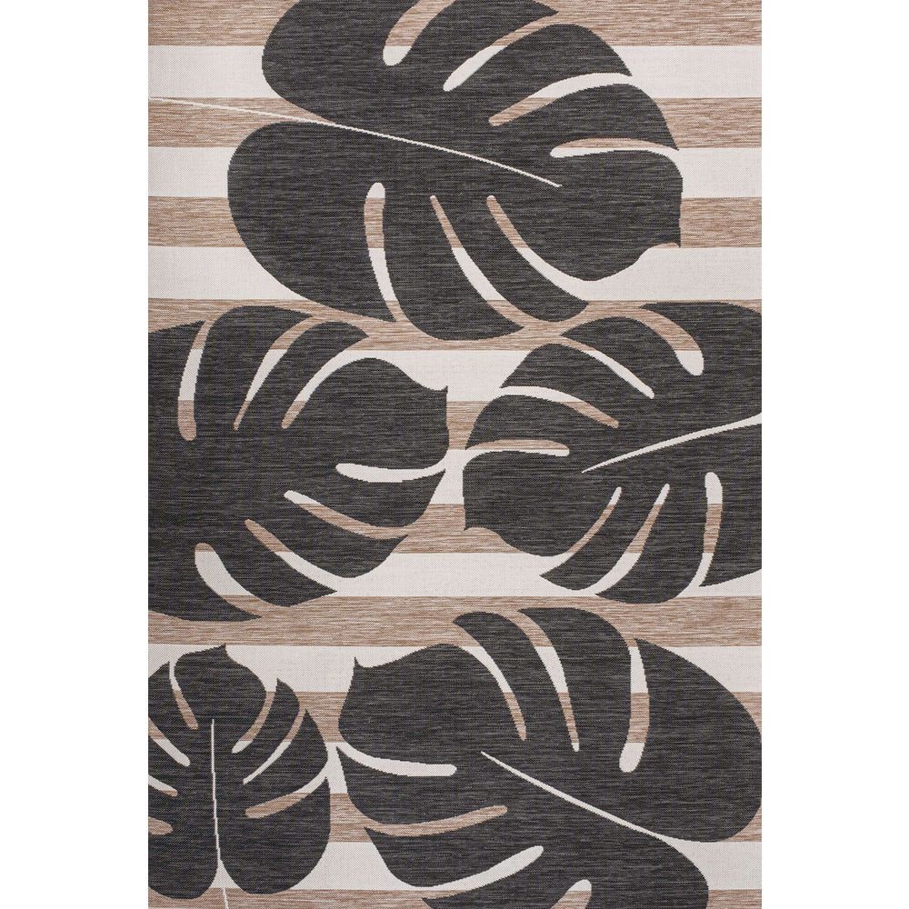 JONATHAN Y Allison Classic Beach Stripe and Monstera Leaf Black/Beige 3 ...