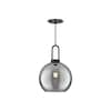 ALORA MOOD Soji 10 in. 1 Light 60-Watt Matte Black/Smoked Solid Glass Pendant Light PD601710MBSM ...