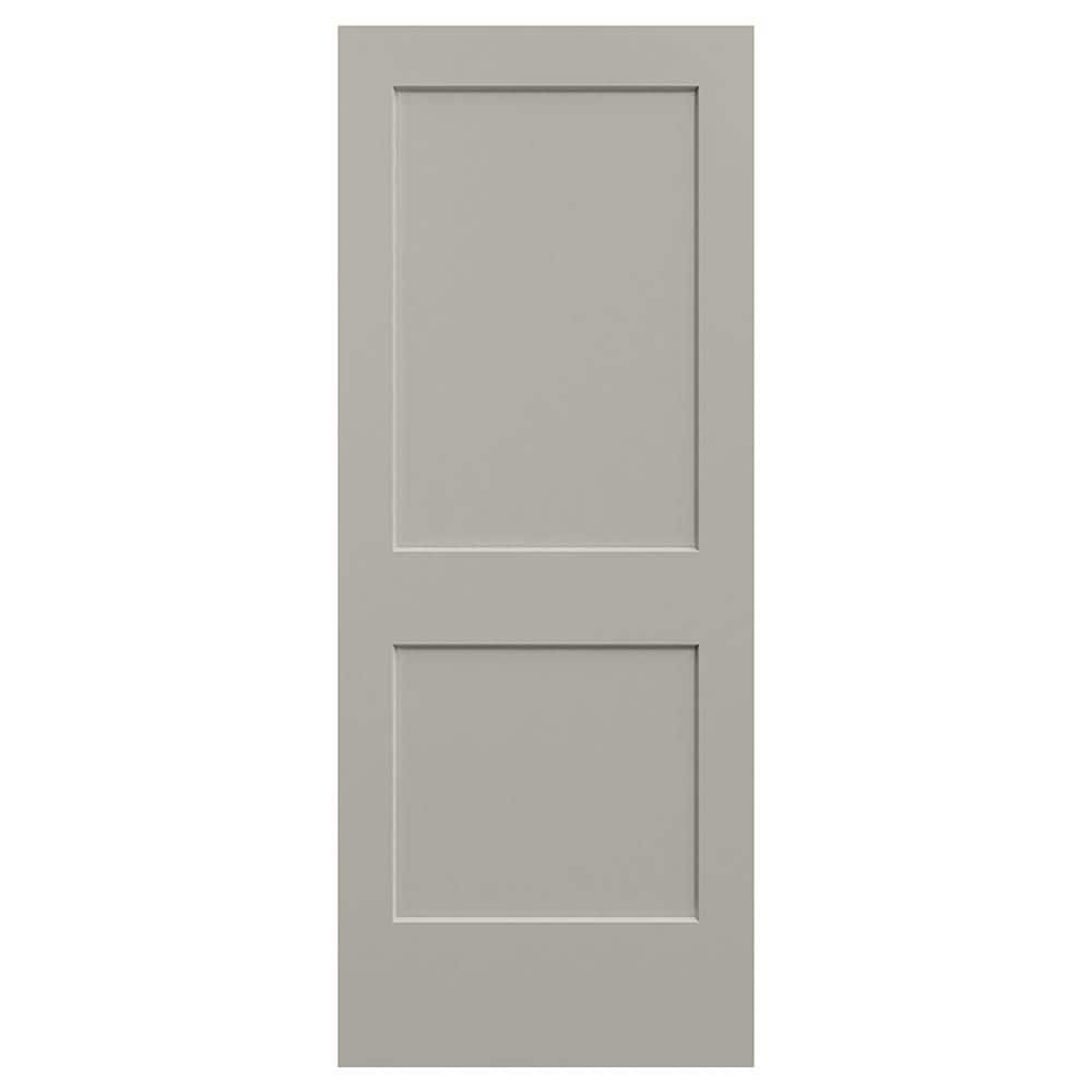 JELD-WEN 32 in. x 80 in. Monroe 2-Panel Sqaure Light Gray Painted ...
