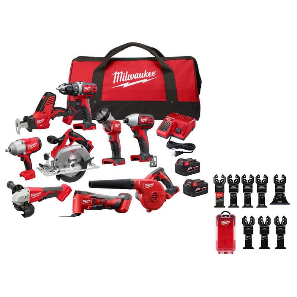 Milwaukee M18 18-Volt Lith-Ion Cordless Combo Kit (9-Tool) w/ (2 ...