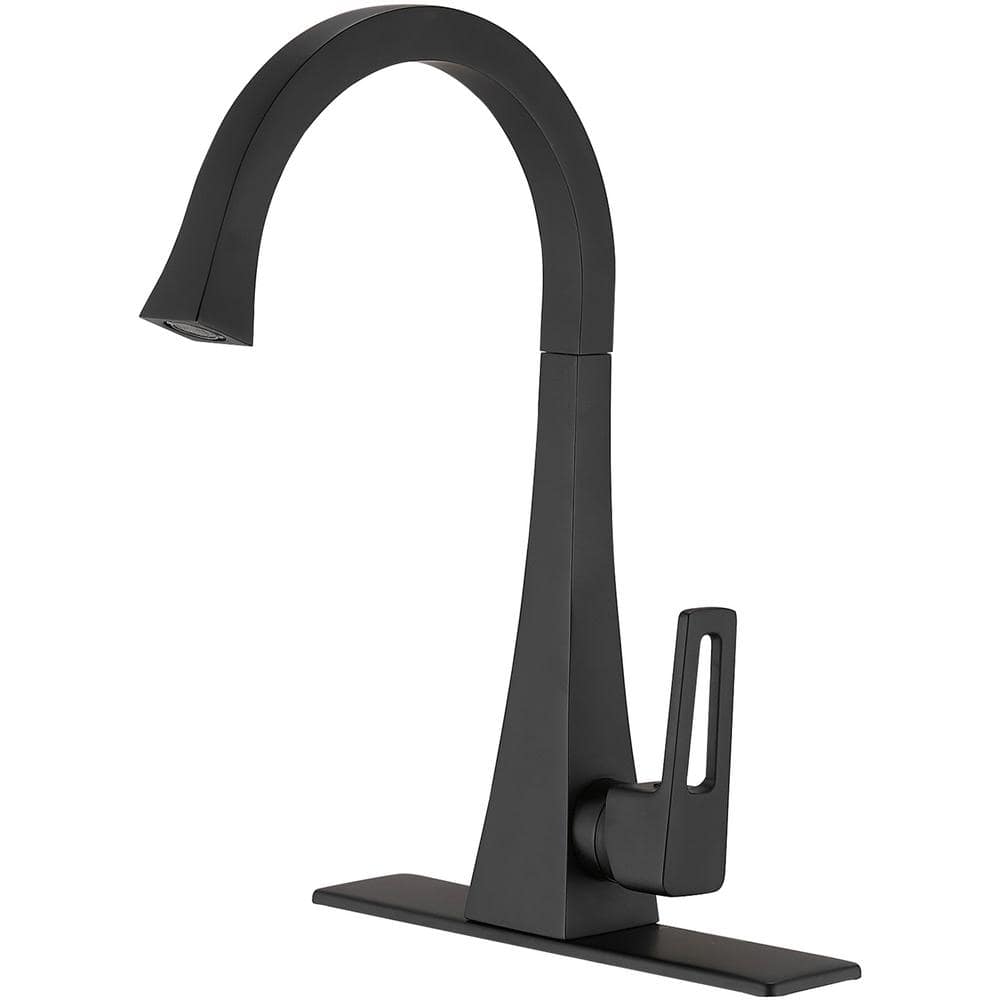 BWE Single Handle Standard Kitchen Faucet in Matte Black A-94018-Black ...