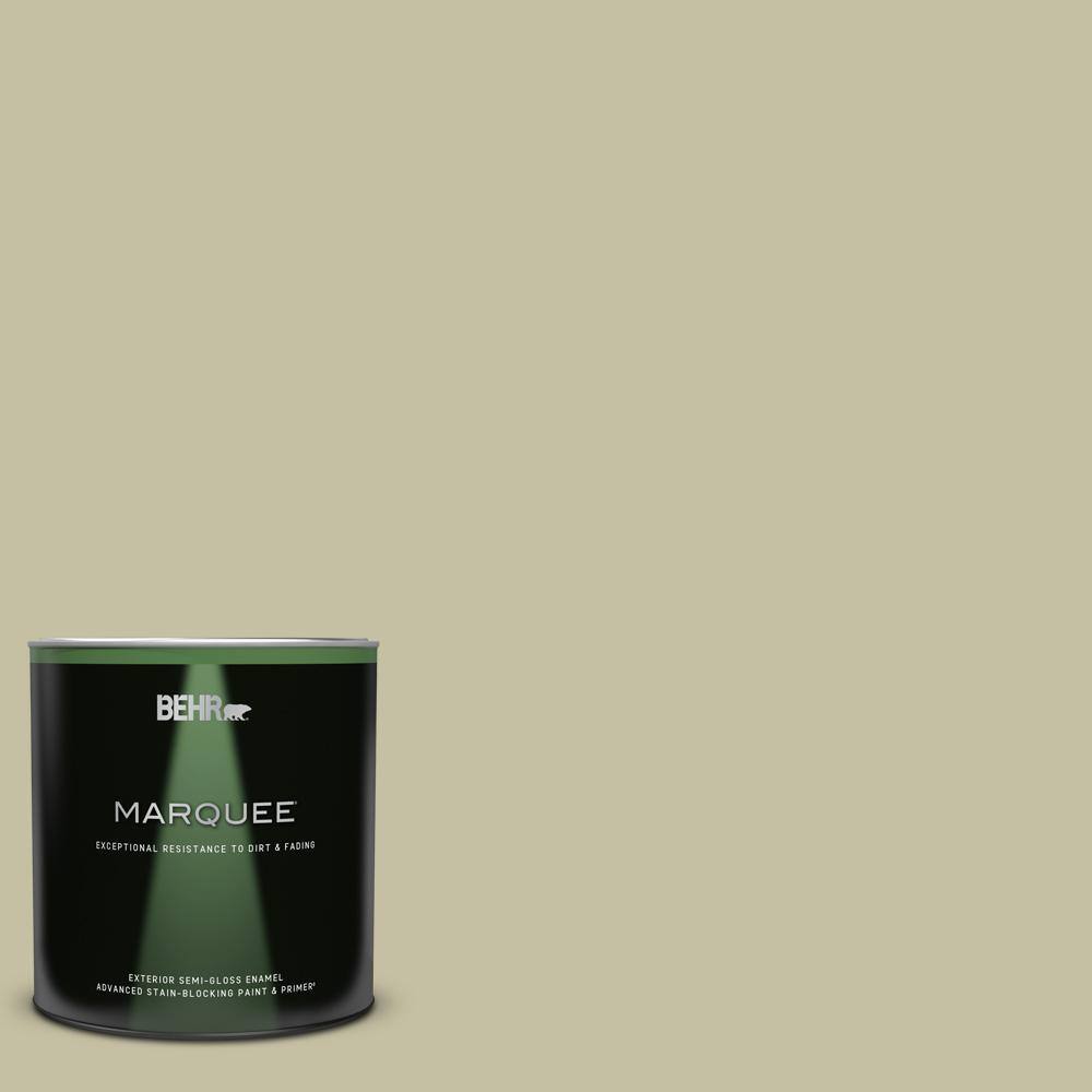 BEHR MARQUEE 1 qt. #S350-3 Washed Olive Semi-Gloss Enamel Exterior ...