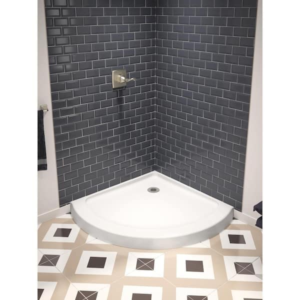 Delta 38 in. L x 38 in. W x 72 in. H Corner Shower Kit with Sliding ...