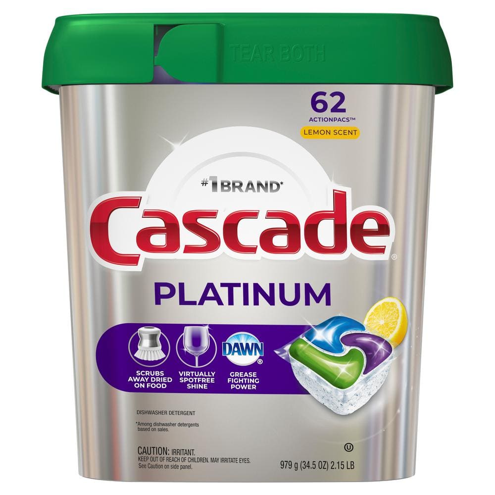 Cascade Platinum ActionPacs with Dawn Lemon Scent Dishwasher Detergent ...