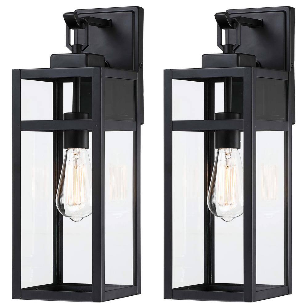 Pia Ricco 17.99 in. 1-Light Black Outdoor/Indoor Wall Sconce Fixture ...