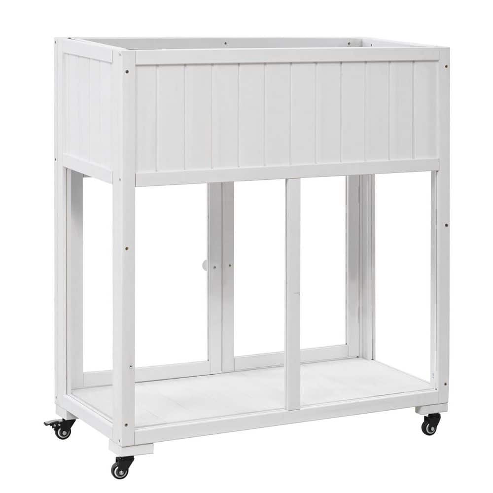 Sudzendf 17.7 in. W x 37.4 in. H White Fir Wood Potting Table, Compact ...