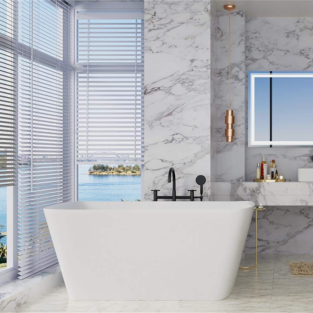 INSTER MUSE 47 in. Acrylic Rectangle Flatbottom Freestanding Non ...