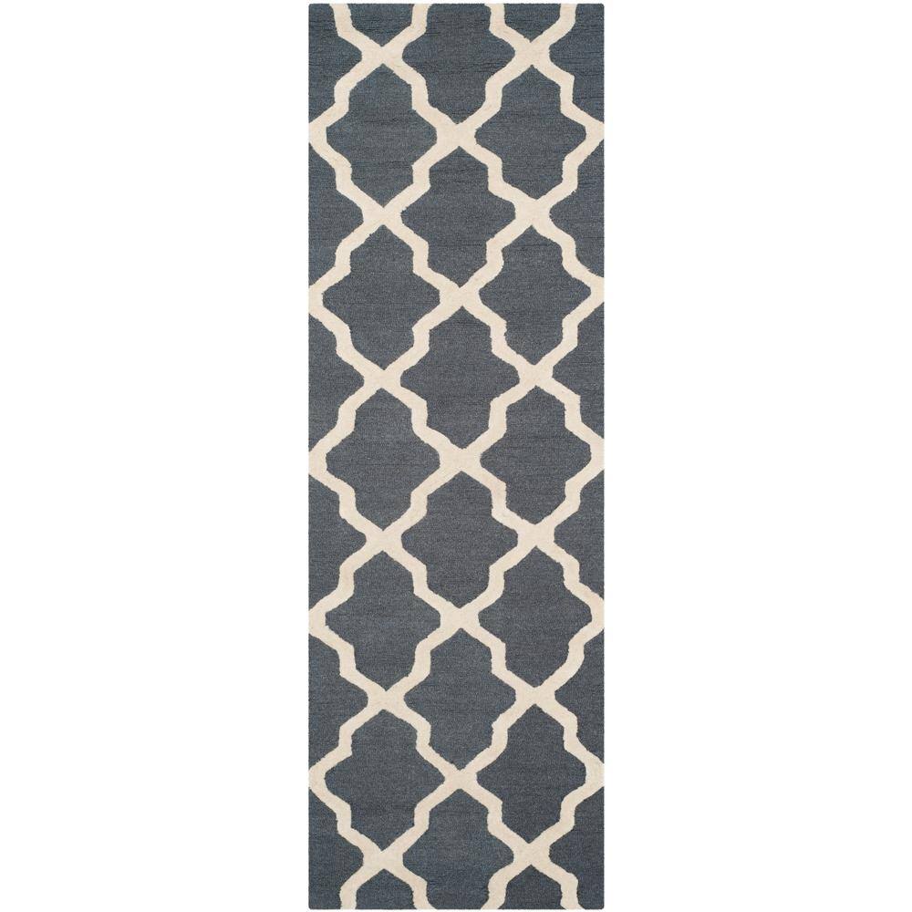 SAFAVIEH Cambridge Dark Gray Ivory 3 Ft X 14 Ft Geometric Trellis