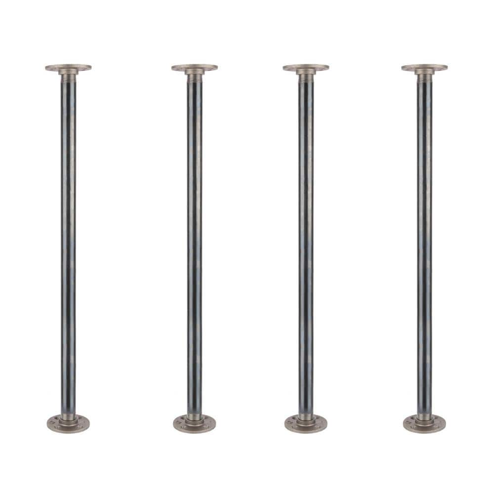 PIPE DECOR 1 in. x 2.5 ft. L Black Steel Pipe Flange Table Leg Kit (Set ...