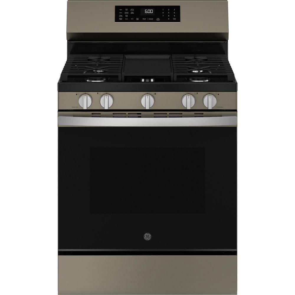 GE 30 in. 5-Burners Smart Free-Standing Gas Convection Range in Slate ...