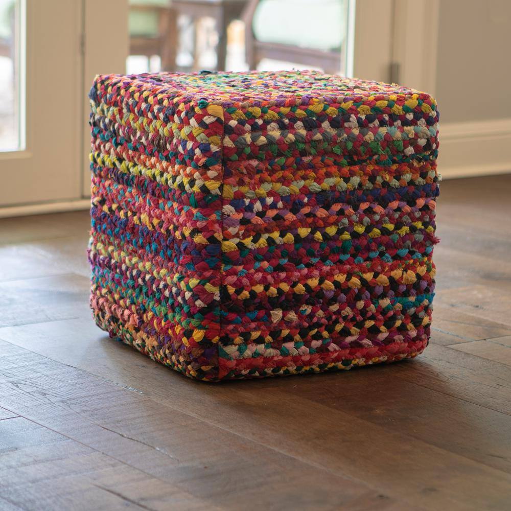 Decor Therapy Denton Multi-Colored Cubical Pouffe FR8613 - The Home Depot