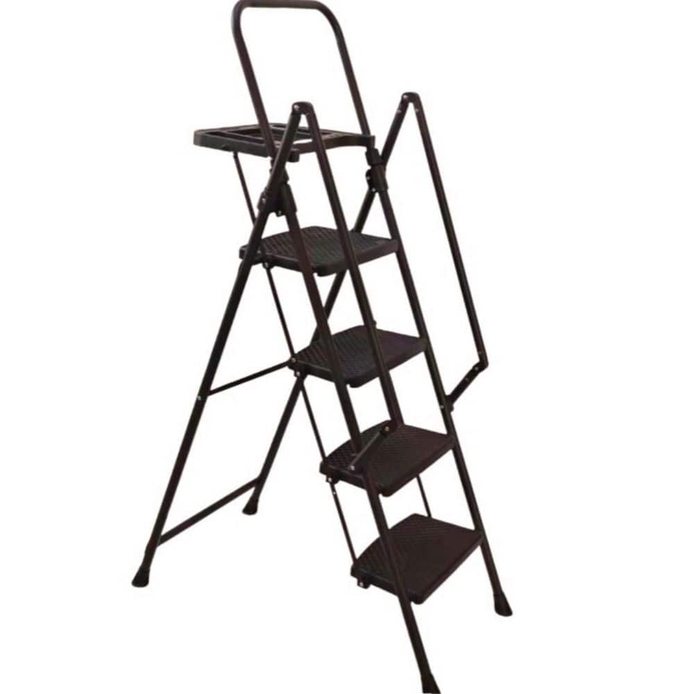 maocao hoom Reach 4 ft. 4-Step Ladder, Folding Step Stool with Non-Slip ...
