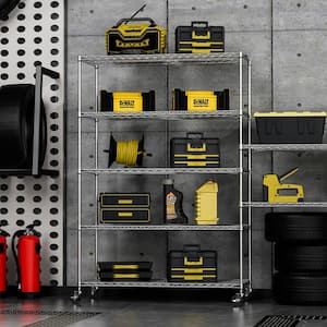 FUNKOL 6-Tier Heavy-Duty Storage Wire Rack with Wheels, Chrome 6000 lbs. NSF Height Adjustable ...