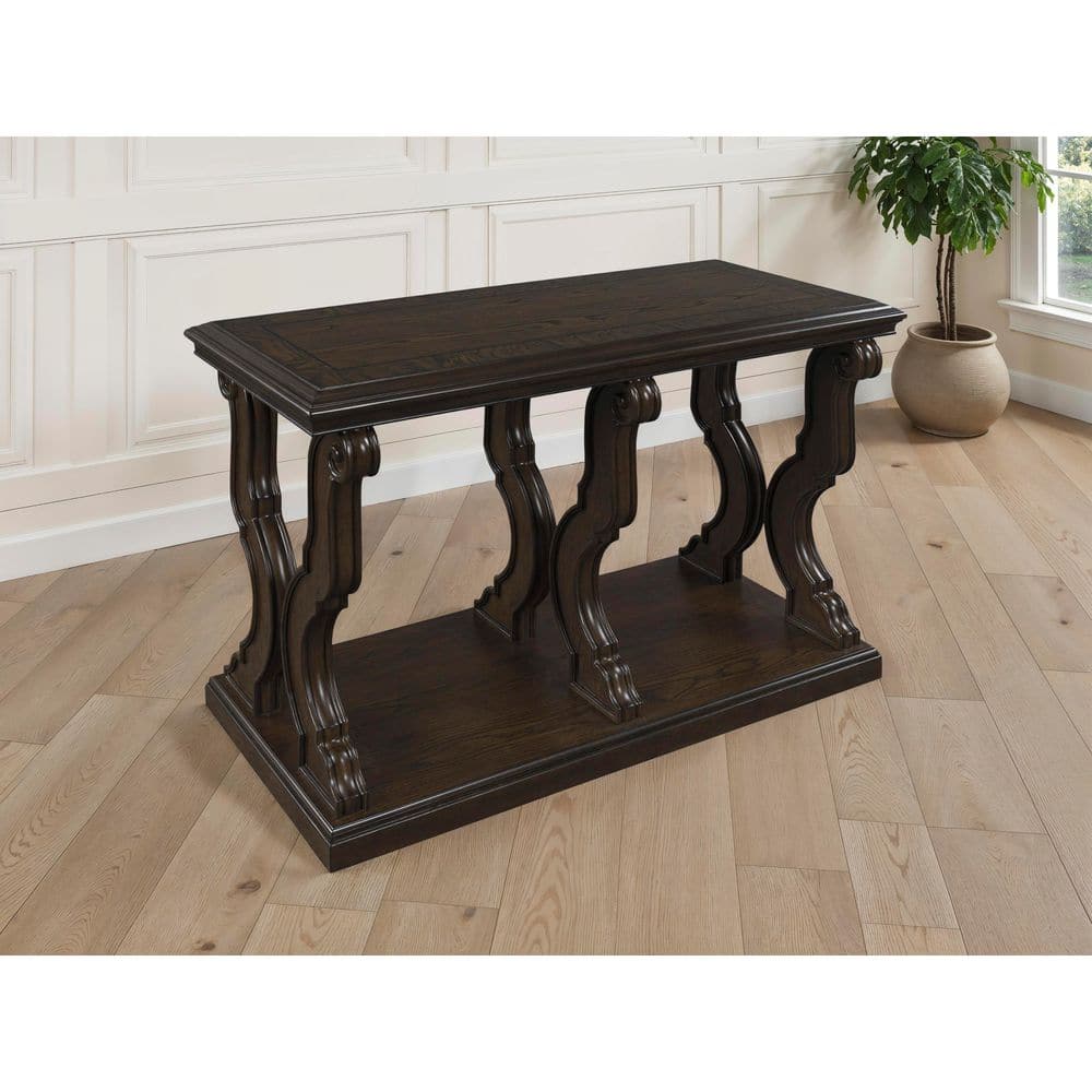 Signature DESIGN BY ASHLEY Maylee 52 in. Brown Rectangle MDF Console Table with Shelf T647-4 ...