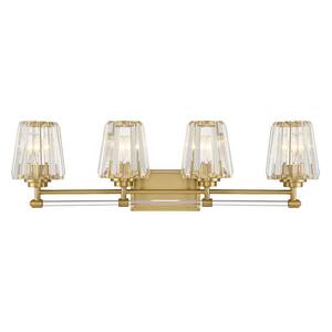 Savoy House 24 in. W x 9.5 in. H 3-Light Natural Brass Bathroom Vanity ...