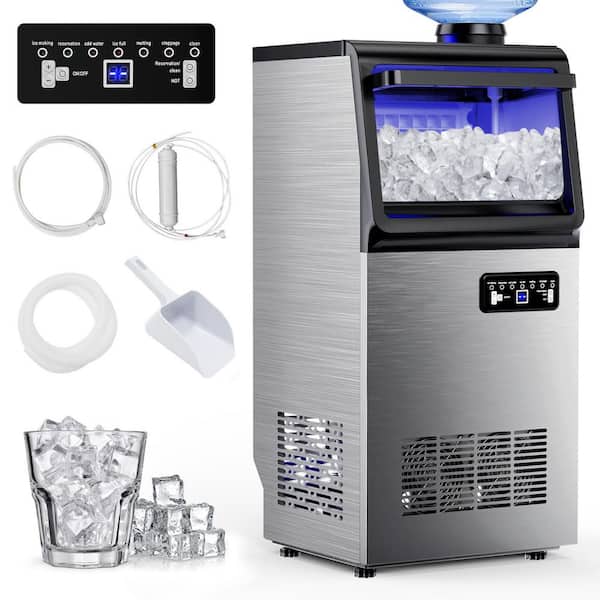 TITTLA 14 in. 100 lbs. Full Size Ice Cubes per day Ice Maker with Blue ...