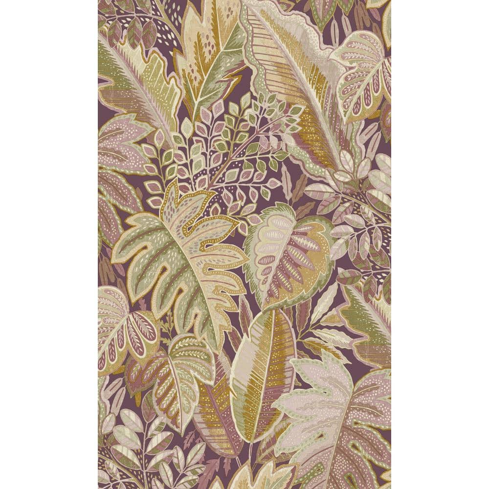 Walls Republic Lilac pink Furry Leaves Tropical Printed Non-Woven Paper ...