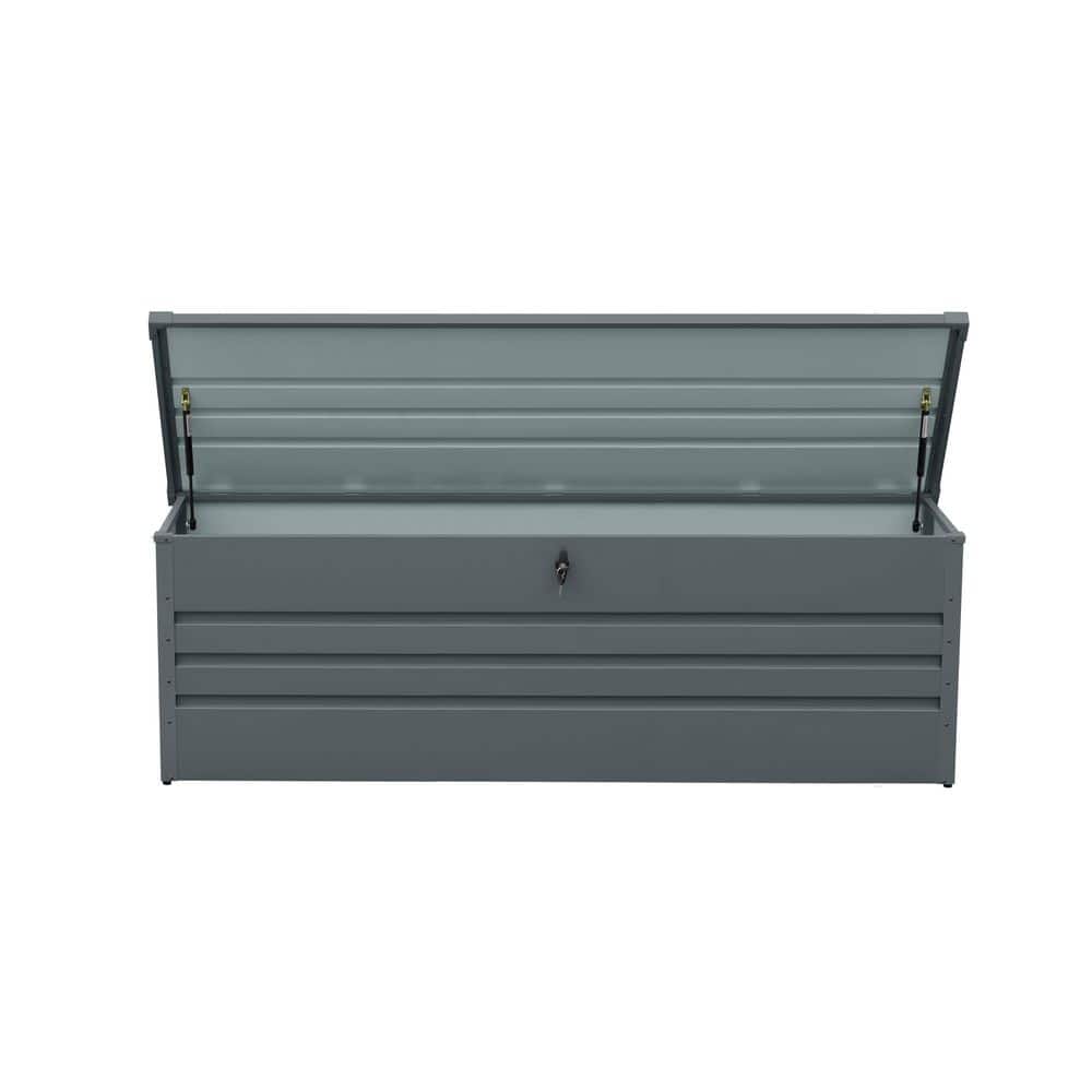 260 Gal. Carbon Black Metal Waterproof Outdoor Deck Box with Lockable ...