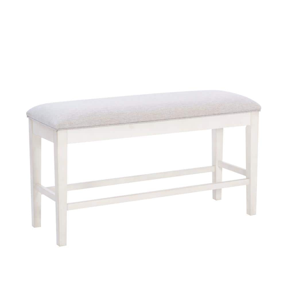 Linon Home Decor Mazie White Dining Bench Backless with Storage 46 in ...