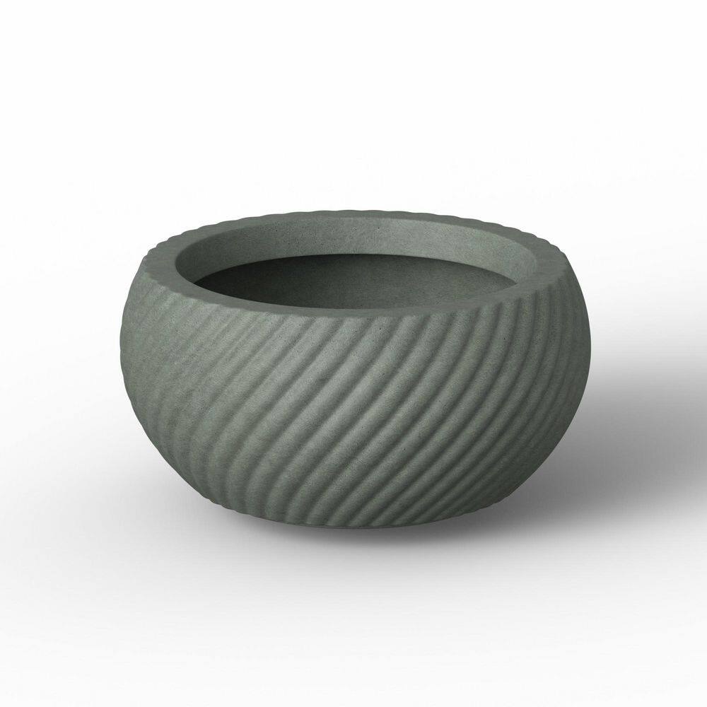 Morrava 17 in. Large Sage Gray(Enhanced Core) Concrete Round planter ...
