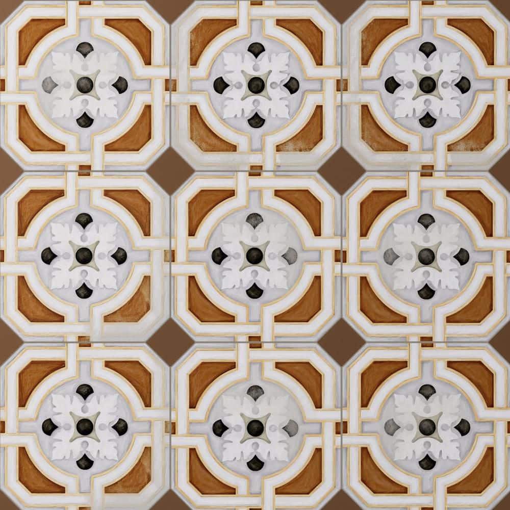 Merola Tile Vaudeville Octagon Deco Zimer 8 in. x 8 in. Porcelain Floor ...