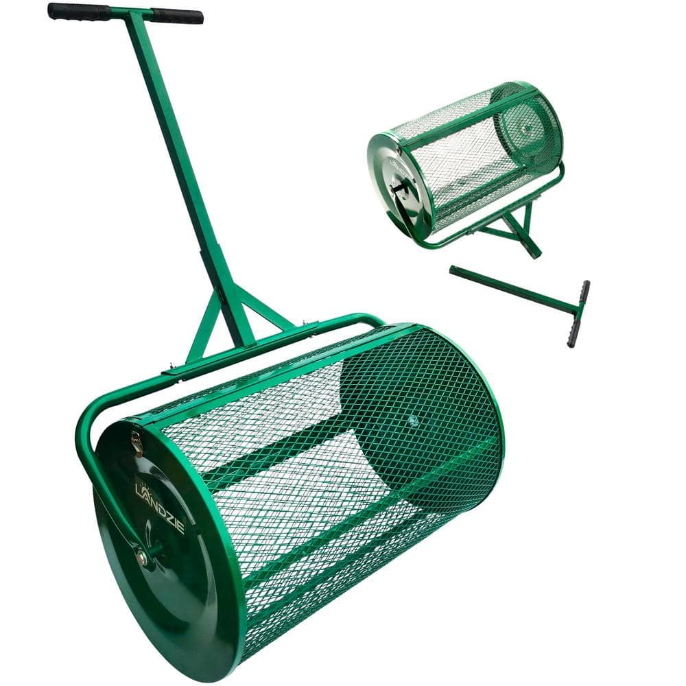 Landzie 24 in. Handheld Metal Basket Lawn and Garden Topdressing ...