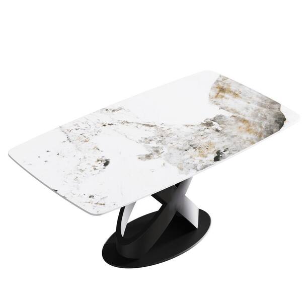 Magic Home 63 in. Pandora Modern Sintered Stone Tabletop Kitchen Dining ...