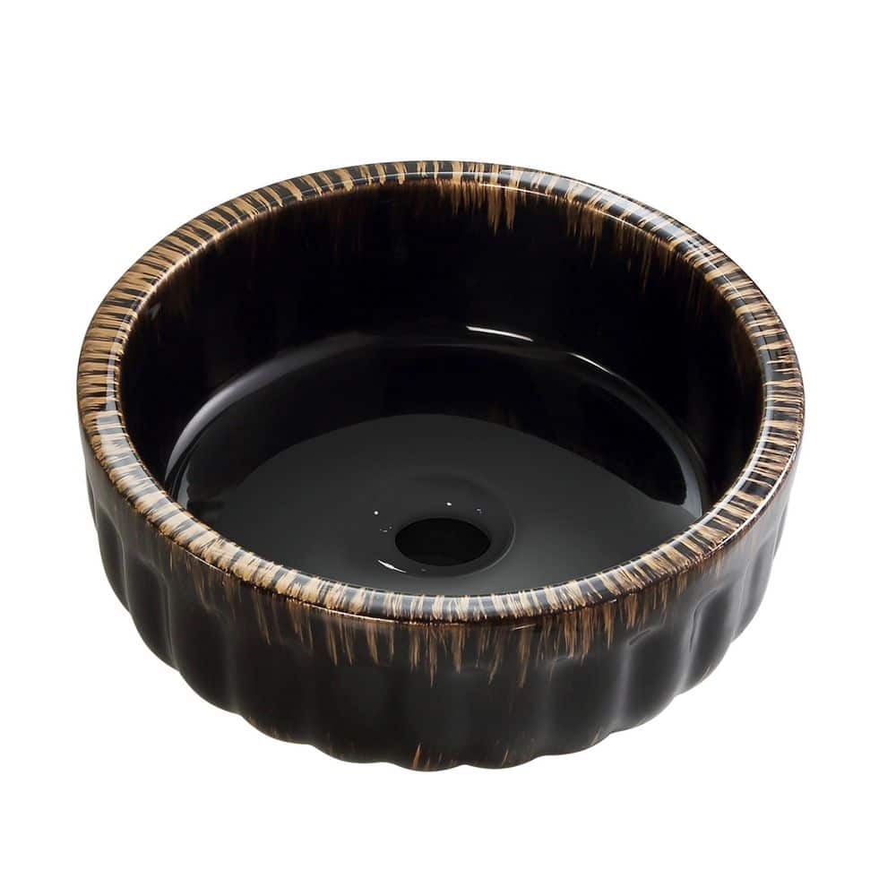 LUXSHERY 15"X15" Round Ceramic Vessel Sink Above Counter Small Bowl ...