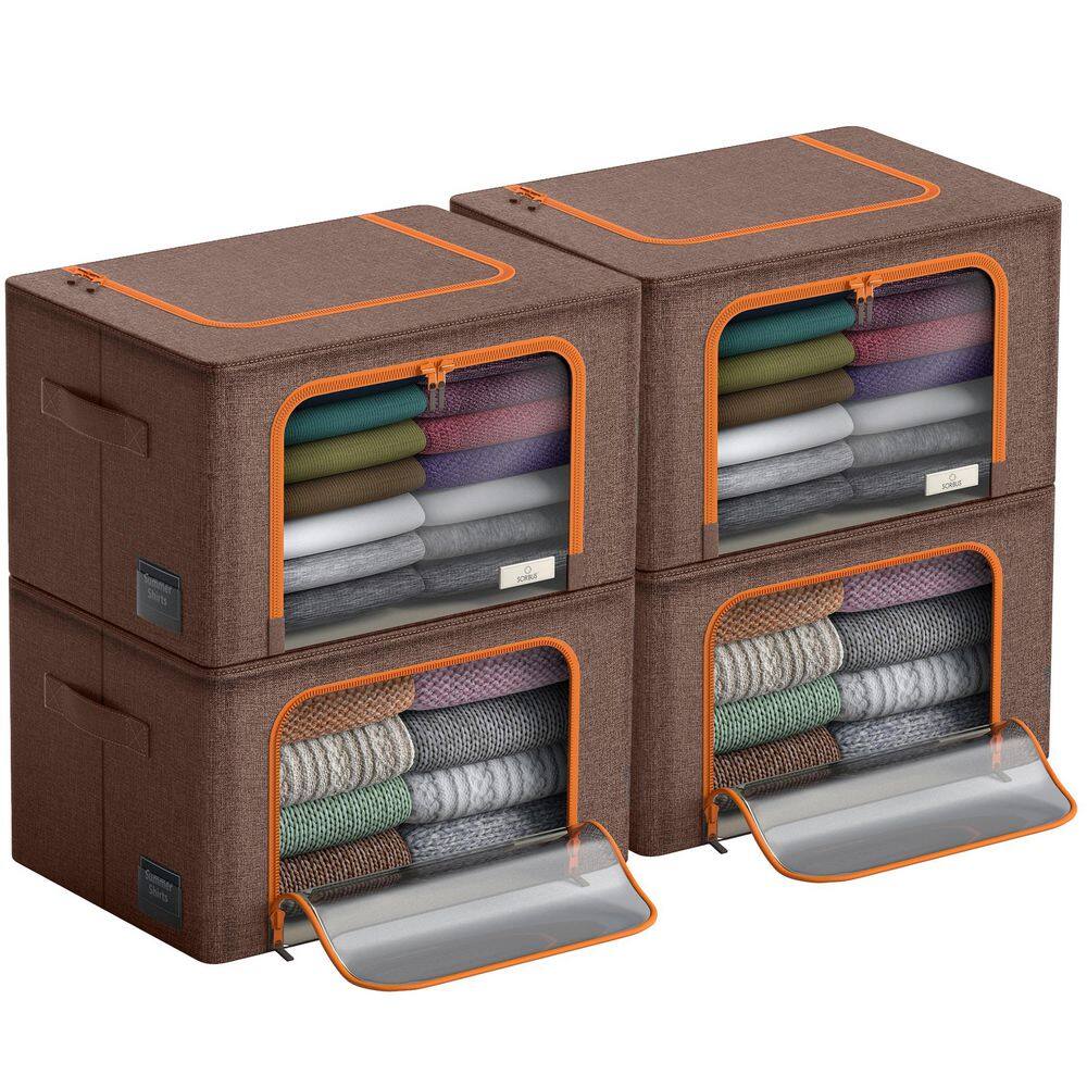 Sorbus Brown 19.5 in. x 13 in. Fabric Decorative Box Set of 4 ...