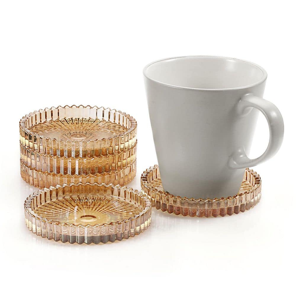 Wudkey 5-Piece Round Cup Coasters Coffee Table Decor for Office ...