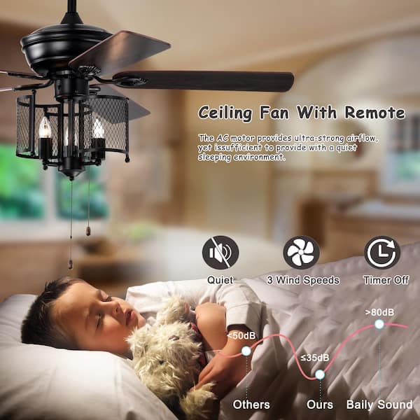 dubbin 52 in. Smart Indoor Black Ceiling Fan with Lights dubbin 52 in. Smart Indoor Black Ceiling Fan with Lights