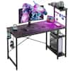 Bestier 44 in. Rectangular Black Grained Gaming Desk with RGB LED ...