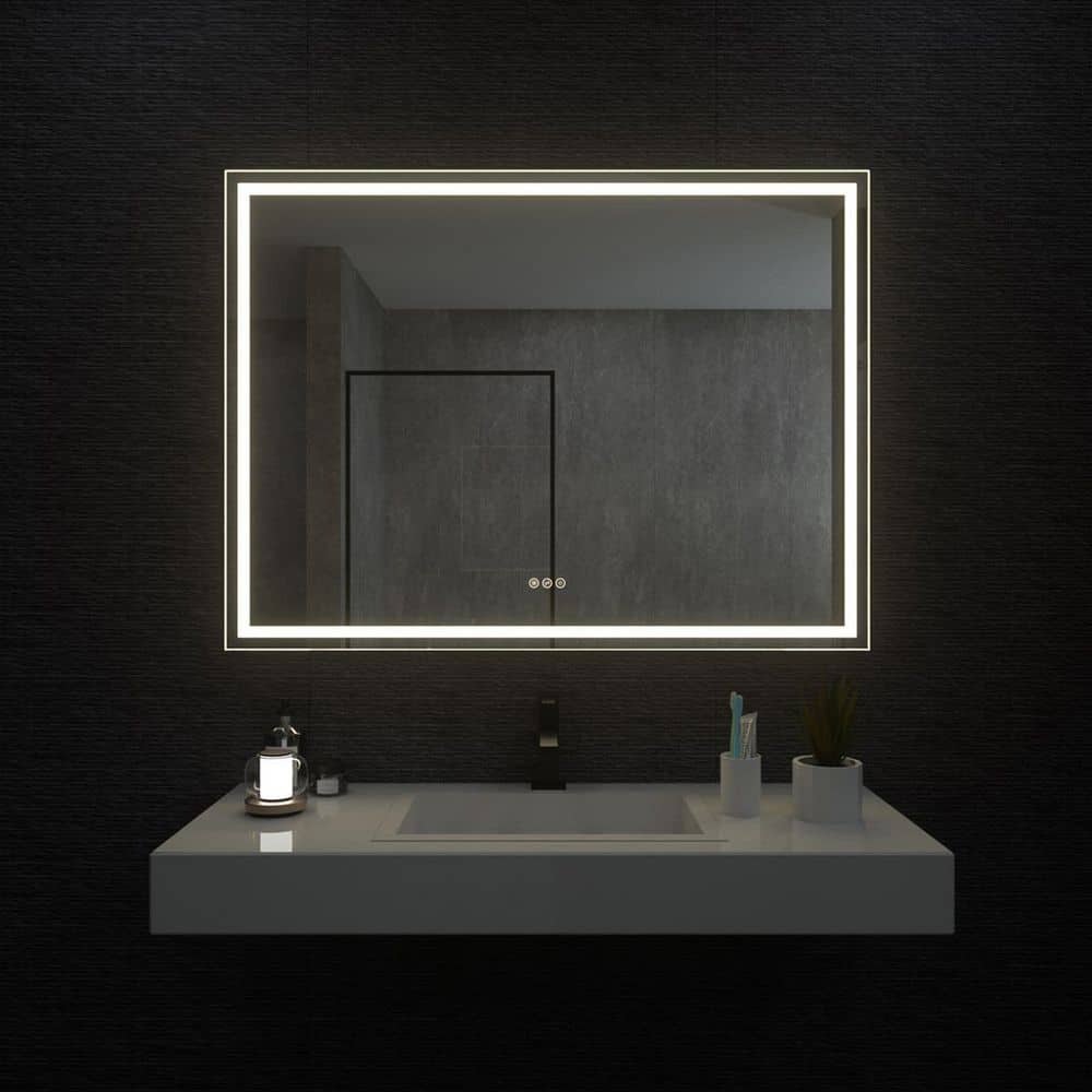 niveal Bochum 48 in. W x 36 in. H Rectangular Frameless LED Wall ...