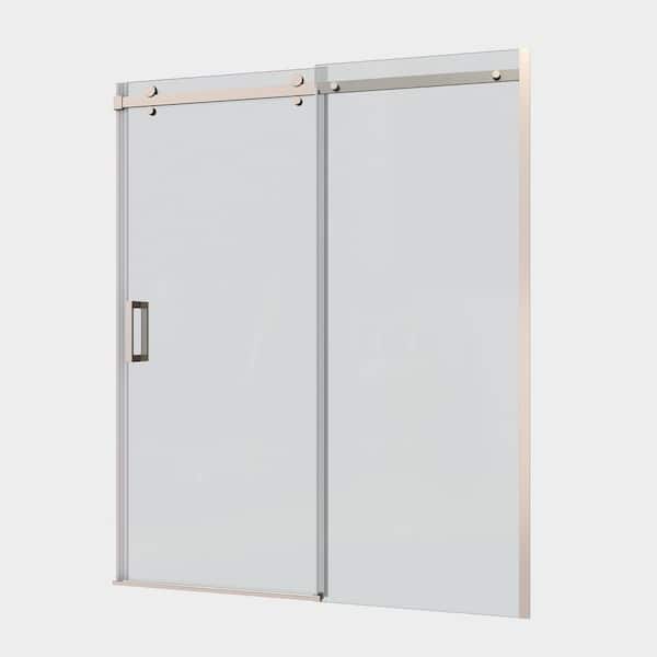 LIVACA 54 in. W x 72 in. H Framed Sliding Shower Door in Matte Black ...