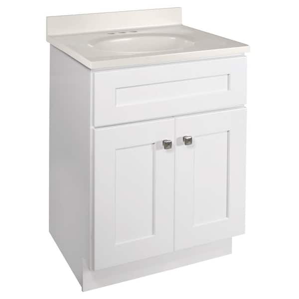 Design House Brookings 25 in. W 1 Sink Bath Vanity in White with Ivory ...